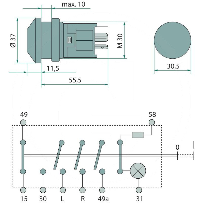 Hella Hazard warning light switch (4556HF 003916011) - Spare parts for ...