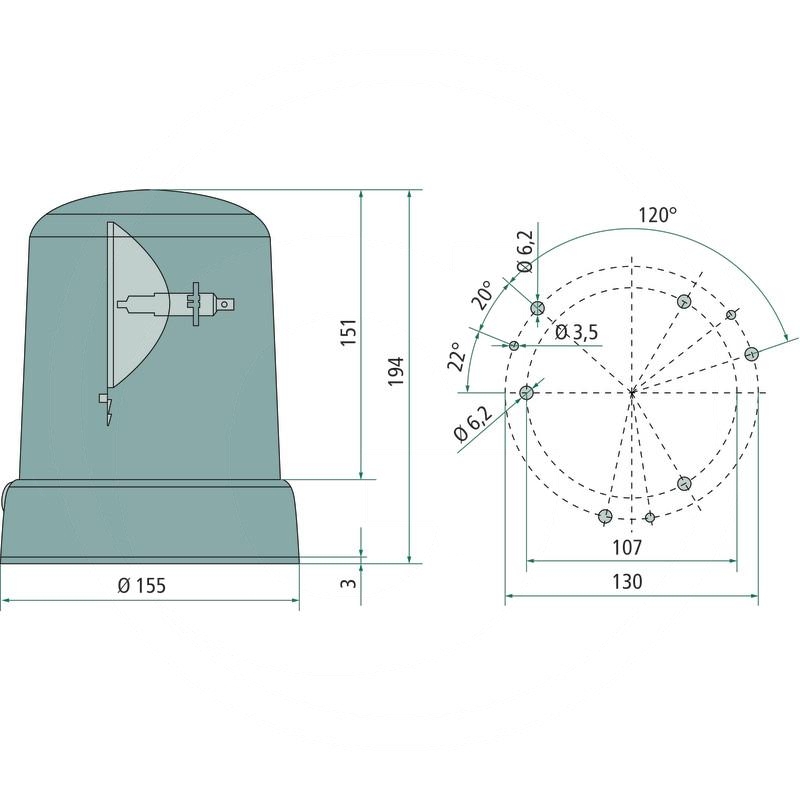 Hella Rotating beacon (4552RL 008061111) - Spare parts for agricultural ...